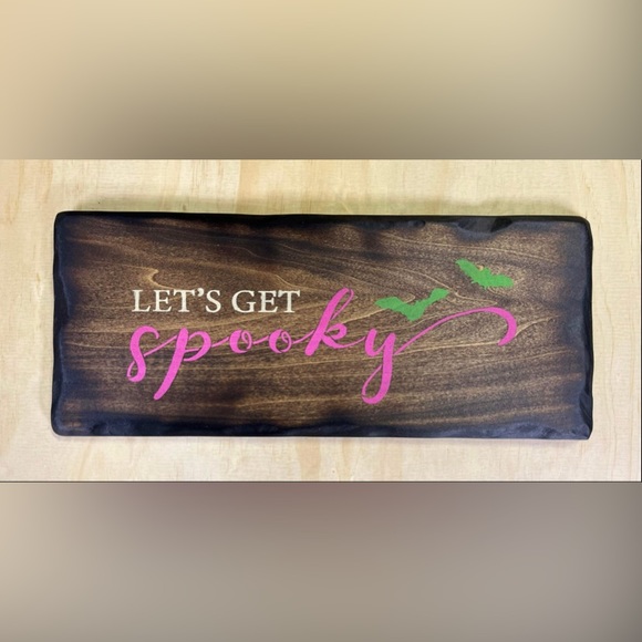 Other | Handmade Wooden Lets Get Spooky Halloween Sign | Poshmark